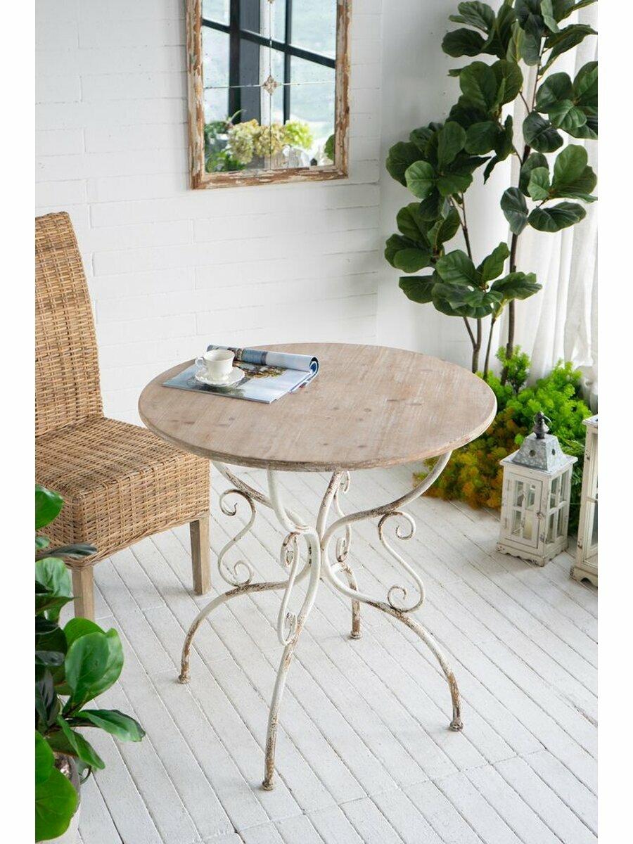 86873 Стол интерьерный Прованс 80х80х80см, дерево, железо, МДФ, Glasar