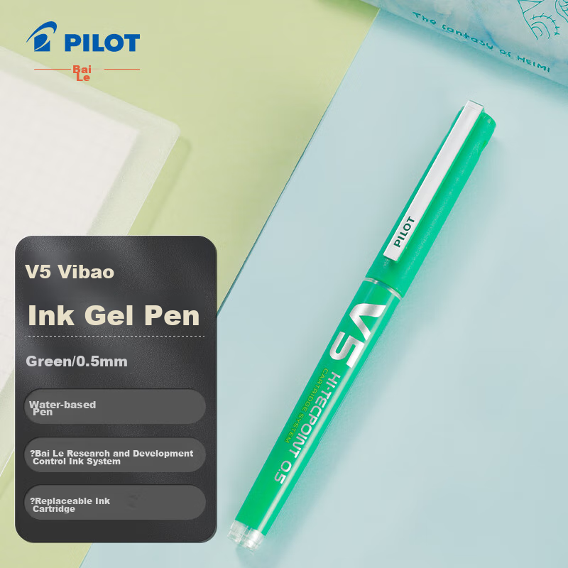 PILOT BXC-V5 Direct Liquid Rollerball Pen, Large V5 Gel Pen, Needle-Tip Gel Pen, 0.5mm Signature Pen, V5 Upgraded Version with Replaceable Ink Cartridge, Green