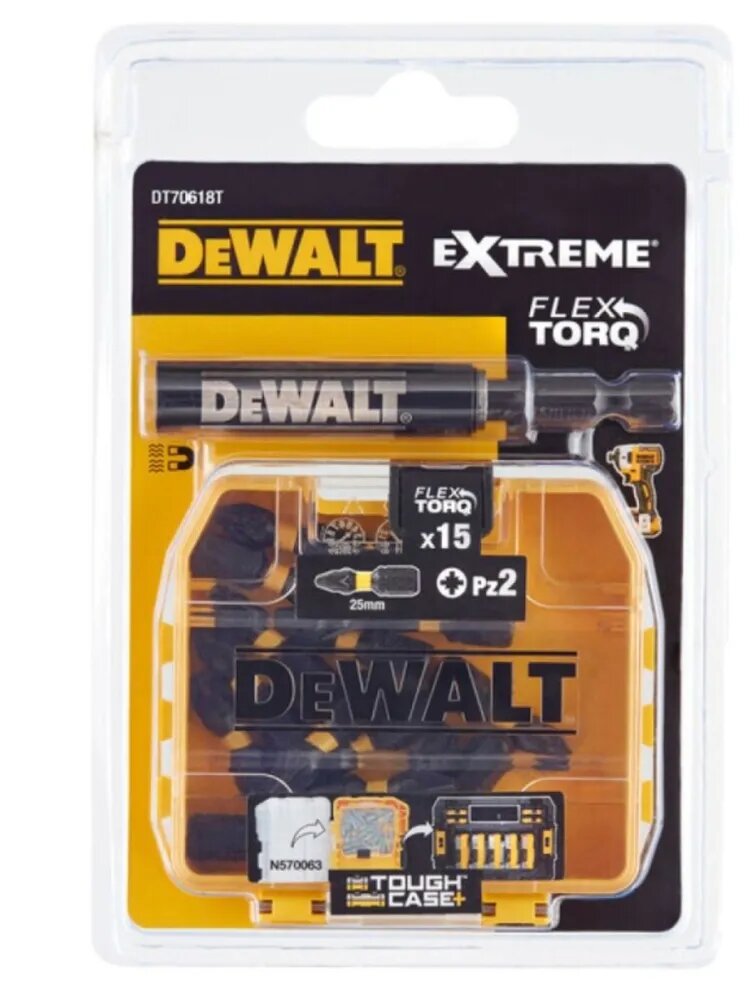 Набор бит DeWalt Extreme DT70618T, PZ2, 16 предметов
