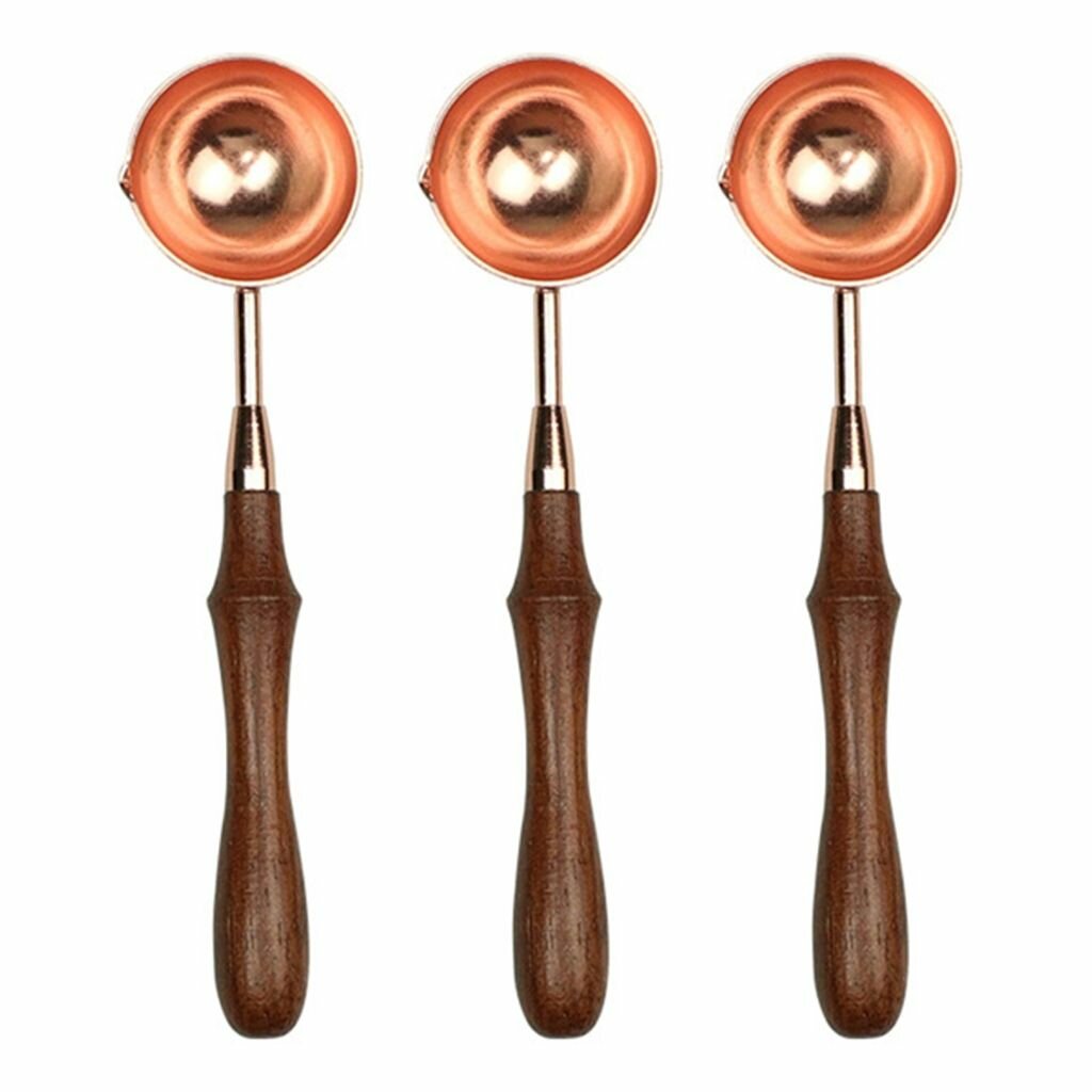 Форма для свечей, Печать для воска - розовое золото - средняя деревянная ручка, 3 шт