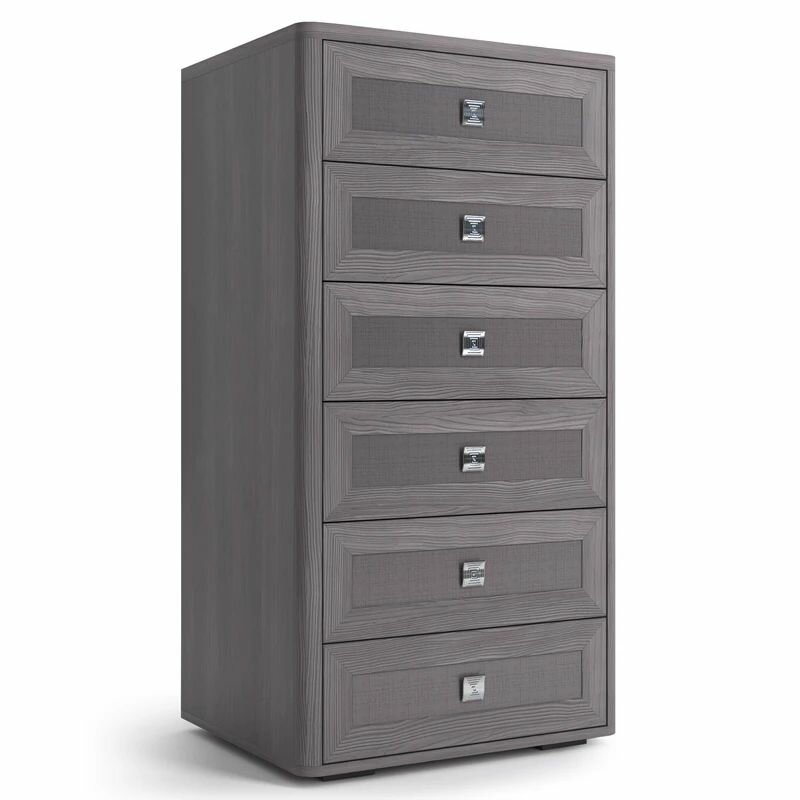 Комод высокий Парма Нео, 1144x600x489, цвет Лиственница темная, экокожа дила