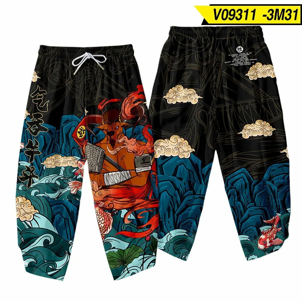 Мужские брюки султанки с принтом, V09311-pants, 4XL