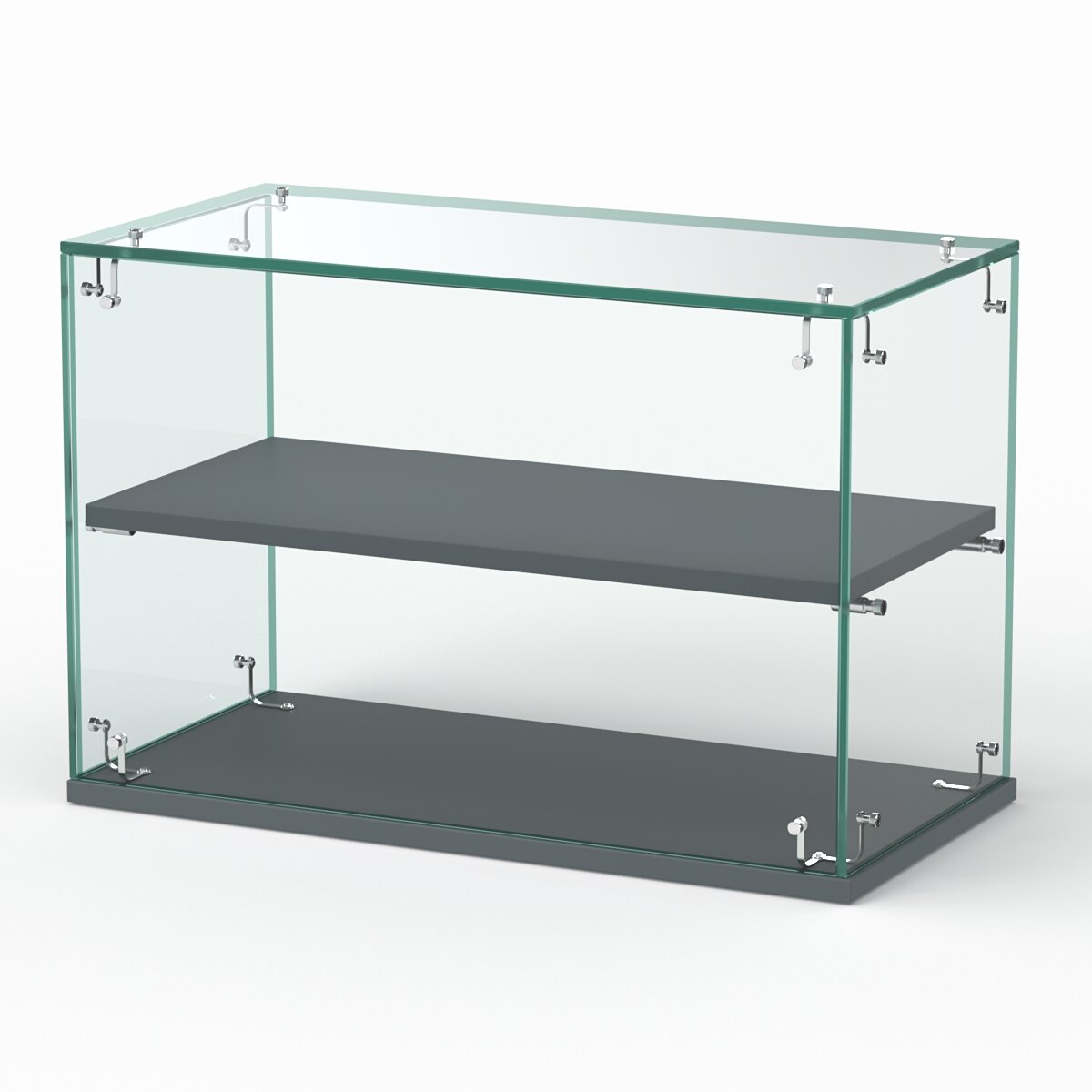 Витрина "сладость" №14А-О-П для выпечки настольная с прямыми полками без дверок пдсп, Темно-Серый