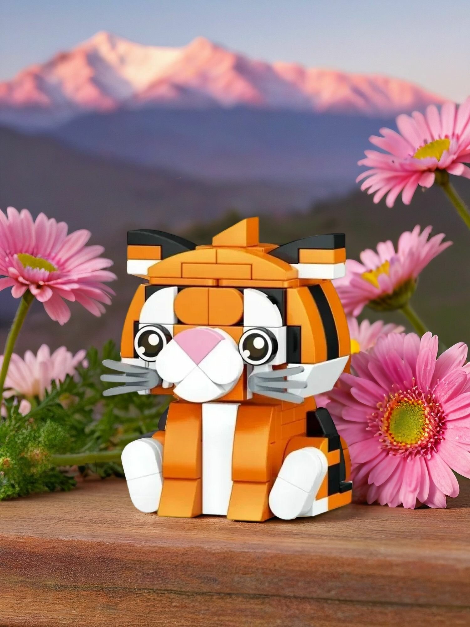 Конструктор блочный PIXI. Тигрик, животные, мини блоки, 125 детали