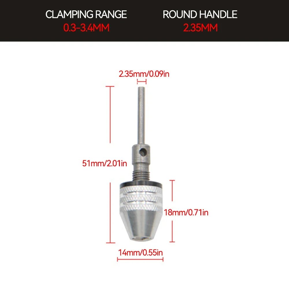 Мини патрон для дрели 1/4 дюйма 0.3-3.4mm 2.35mm