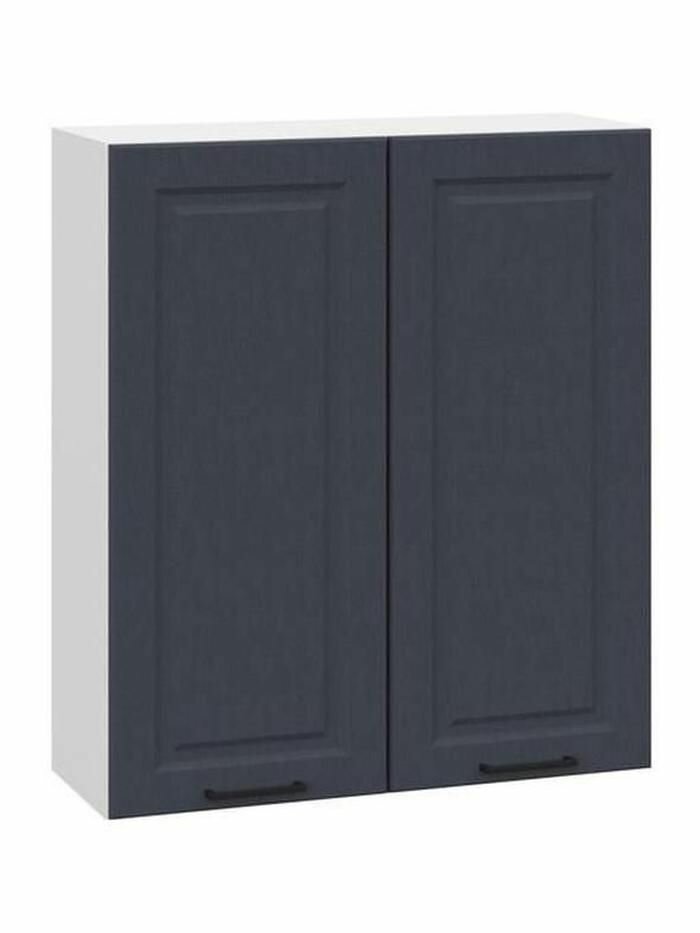 Кухонный модуль навесной, шкаф Шервуд с доводчиками, с полками, 80х29.6х91 см, Белый / Шато индиго