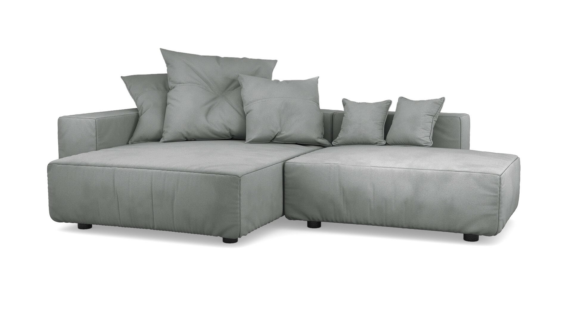 Диван с оттоманкой Санторини Velutto 52 NEW 271x169x62 см, серый Велютто, еврокнижка Дом мебели для вас