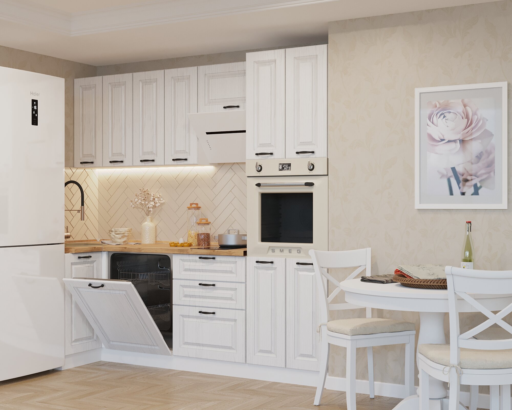 Кухонный гарнитур МДФ Белый 1000х2400 мм