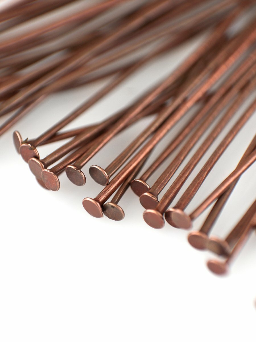 Пины-гвоздики Штифты (упаковка 90 г, примерно 400 шт.), цвет красная медь, размер 50х0.7 мм