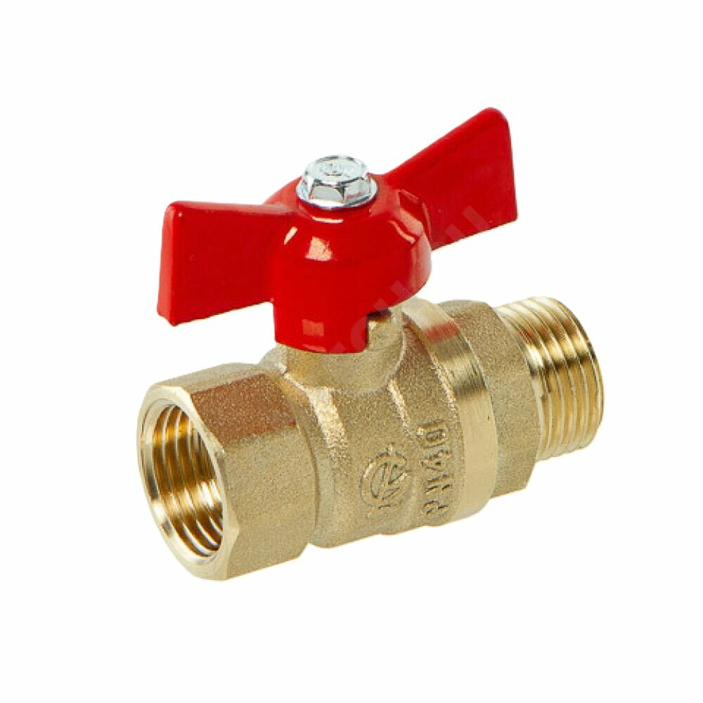 Кран шаровой латунь Стандарт 231 аналог 11б27п1 Ду 15 Ру40 ВР/НР бабочка красная галлоп 107165