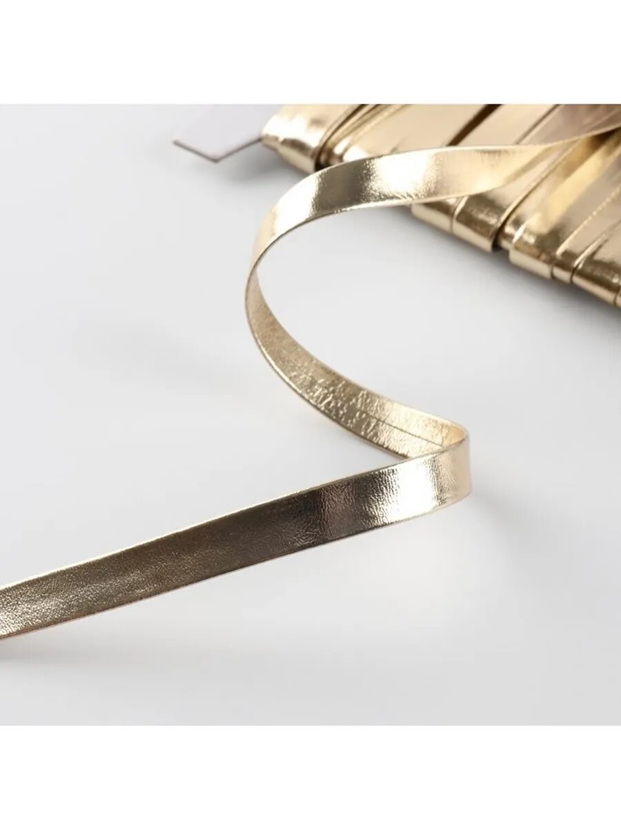 Косая бейка, кожзам, 8 мм × 10 ± 1 м, цвет бежевый