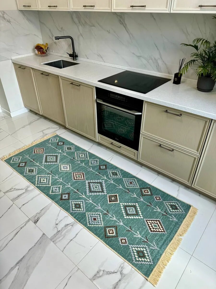 Ковровая дорожка 80х200 см Green Carpet, двусторонний безворсовый килим, Турция