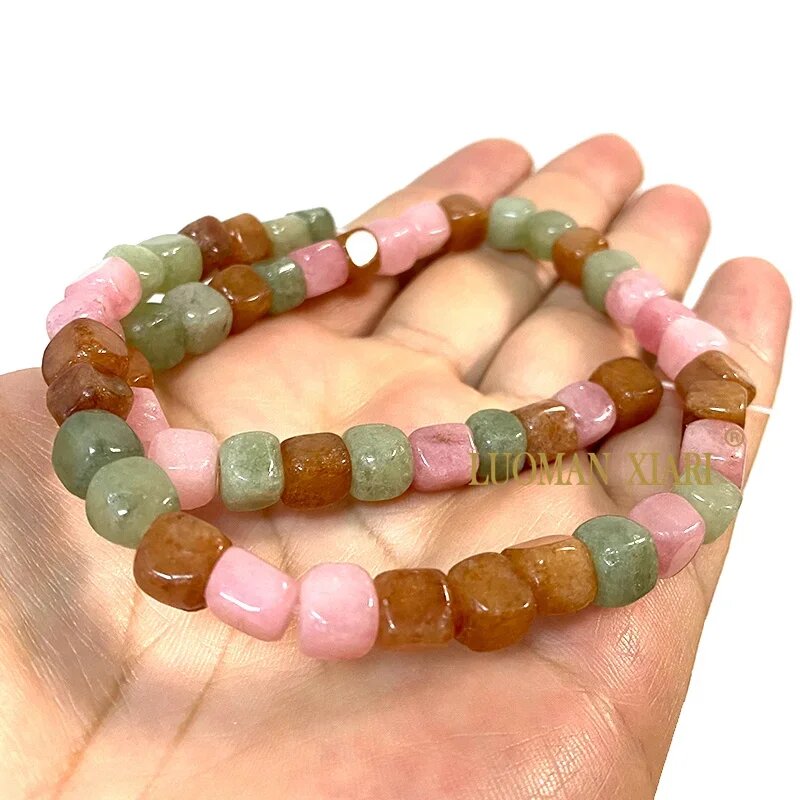 Бусины из халцедона LUOMAN XIARI 8x8 мм, темно-синие