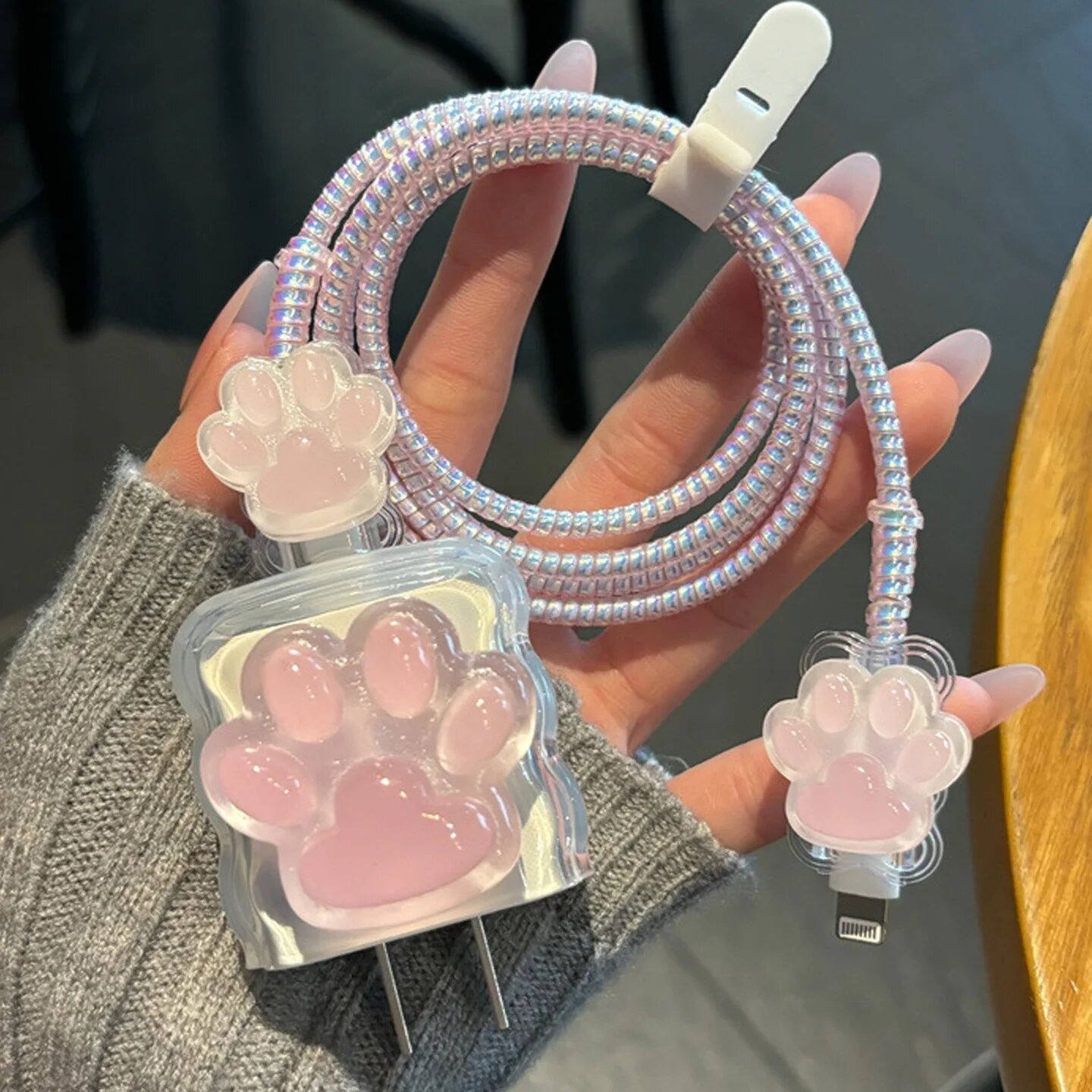 MOONBIFFY 3D кошачья лапа кабель для iPhone pink