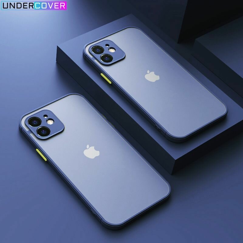 Чехол Matte Light для iPhone 12 mini с защитой камеры, тёмно-синий / Матовый чехол на айфон 12 мини с покрытием Soft Touch
