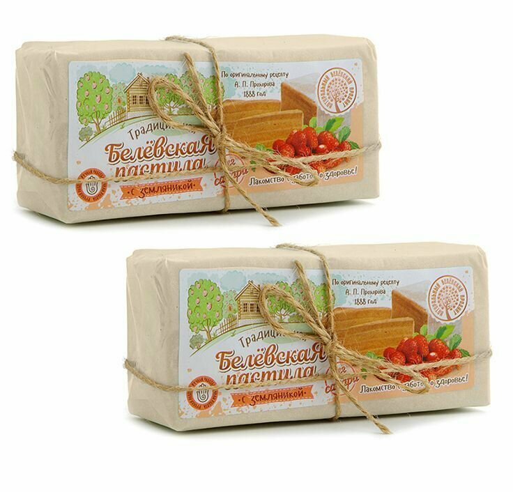 Белевский продукт Традиционная белевская пастила с Земляникой 2 шт по 200 гр(Без Сахара)