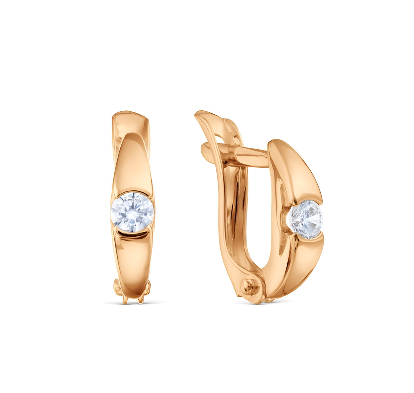 Серьги конго, красное золото, 585 проба, родирование, фианит