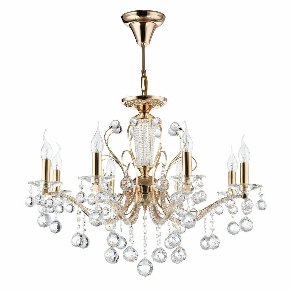 Люстра Freya Marlin FR1130-PL-08-G, для гостиной, E14, 40W, 1 режим, золотая