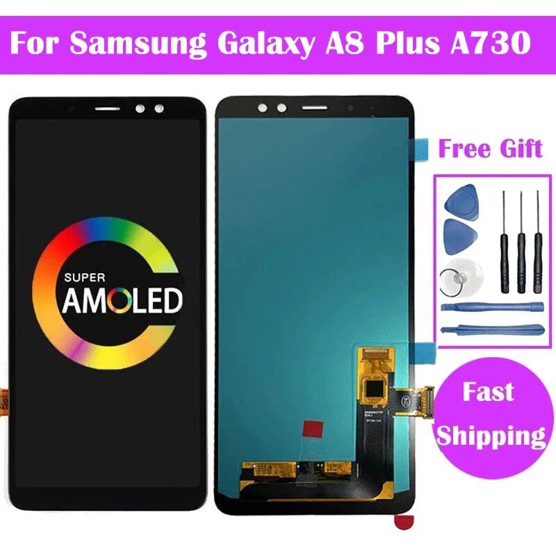 Super AMOLED для SAMSUNG Galaxy A8 Plus 2018 LCD A730 ЖК-дисплей с сенсорным экраном дигитайзер в сборе для Samsung A8 2018 LCD A8 2018 Plus A730