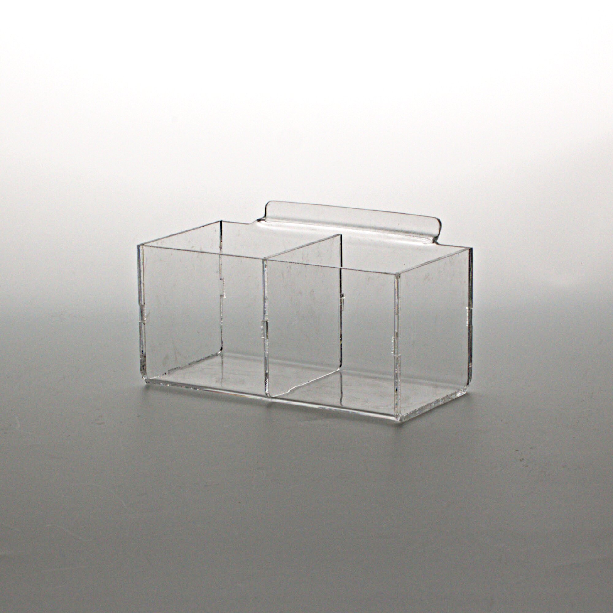 Короб накопитель с креплением на экономпанель из прозрачного оргстекла, две ячейки