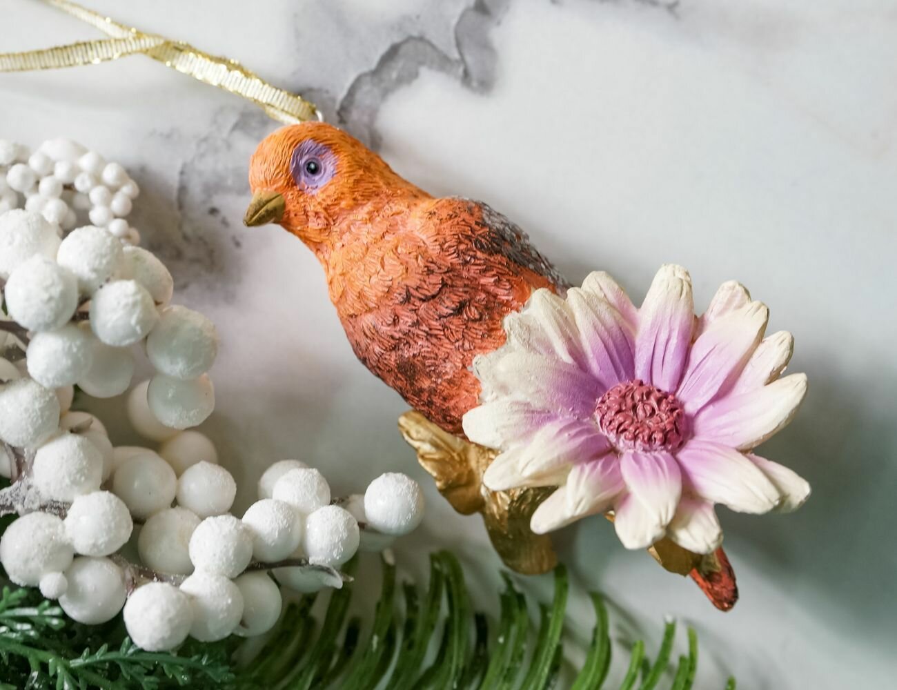 Ёлочная игрушка птичка летнего сада, полистоун, 10 см, Kaemingk 522646-2