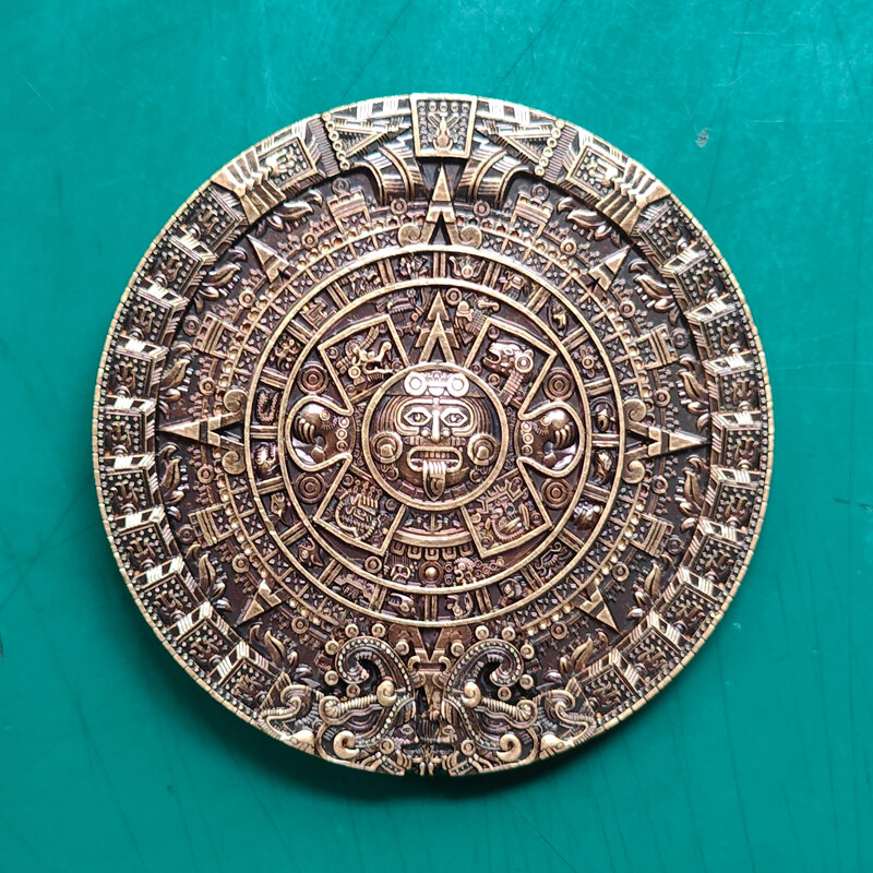 Бронзовая пряжка ковбойского ремня с календарем майя бляха на ремень мужской 40мм