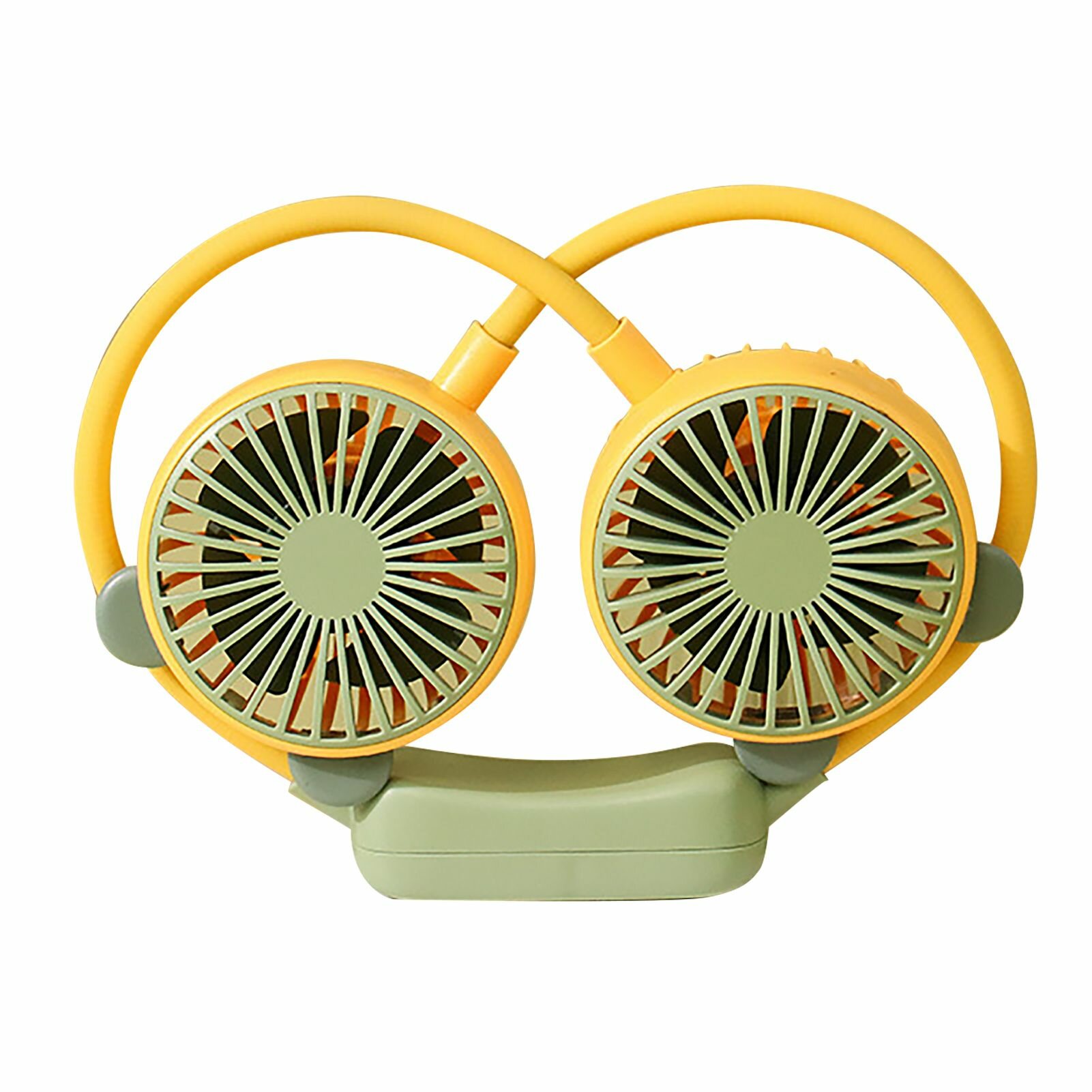 Портативный шейный вентилятор Гибкий носимый USB перезаряжаемый мини-подвесной вентилятор без рук для офисных путешествий Желтый