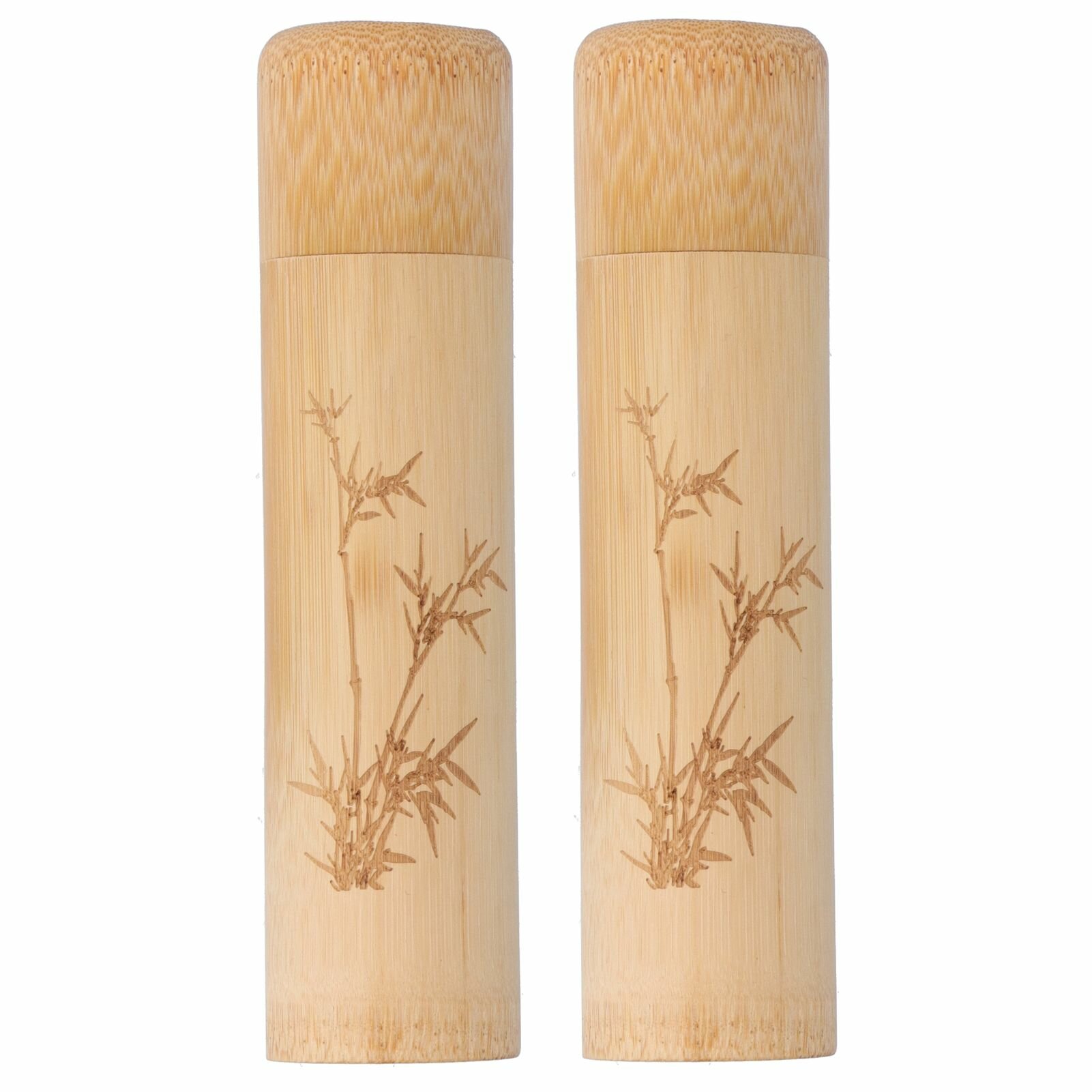 Два угольных бамбуковых цилиндра с узором из бамбука