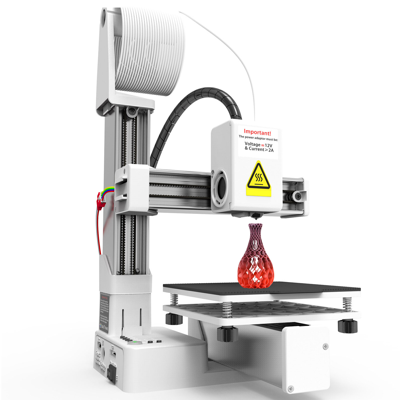 K10 3D Printer ФДМ для детей Размер печати 100x100x100mm Платформа съемная Одноклавишная печать Программное обеспечение Easyware K9 CURA Simplify3D Диаметр ножки 0.4mm Диаметр филамента 1.75mm PLA Толщина слоя 0.1-0.4mm Точность 0.1-0.2mm