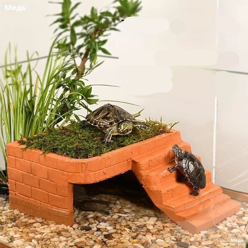 Платформа для черепах, с лестницей и укрытием, керамическая, 1200 г