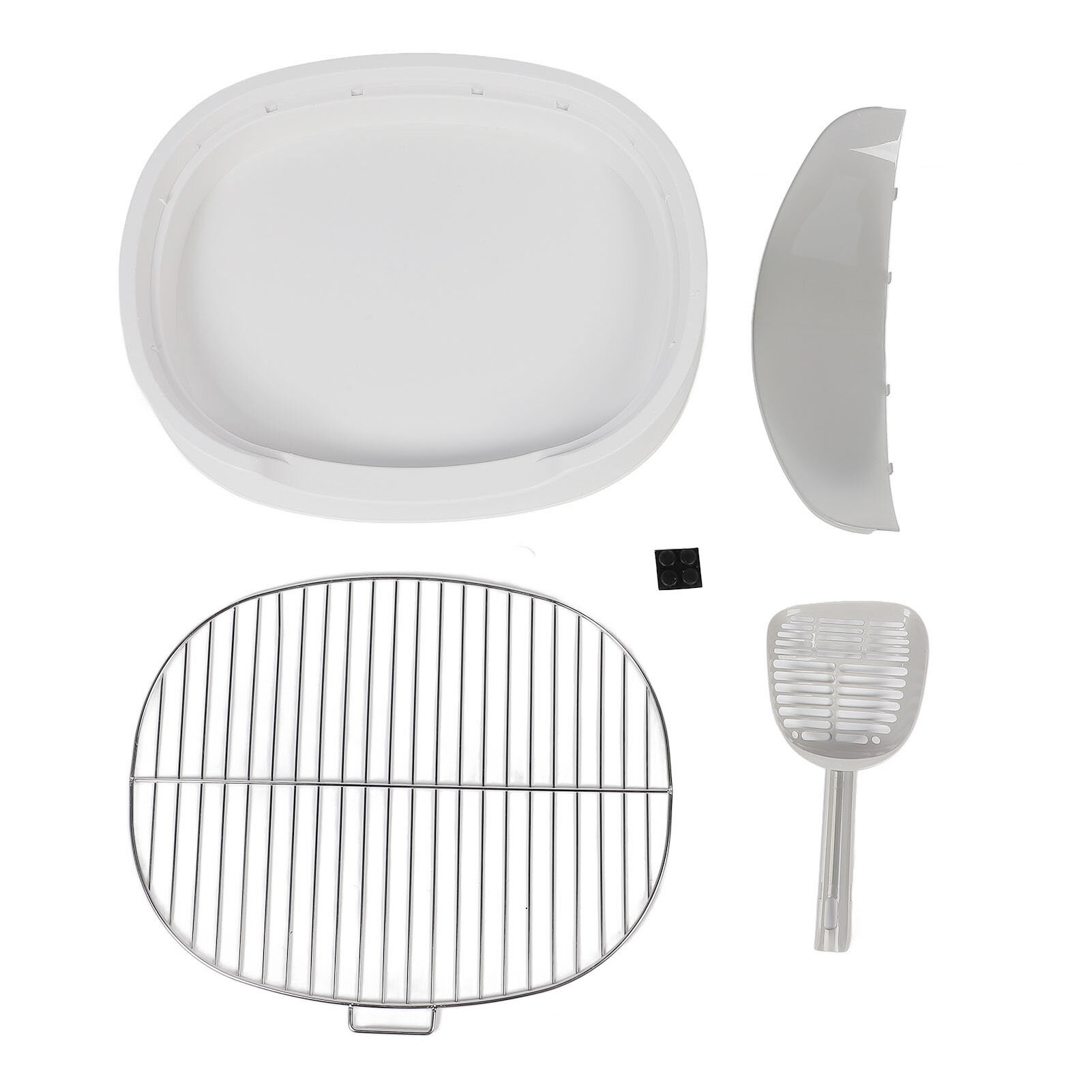 Туалет для дрессировки собак с защитной стенкой, держателем для пеленки, портативным отсеком для кошачьего туалета для маленьких и средних собак, белый.