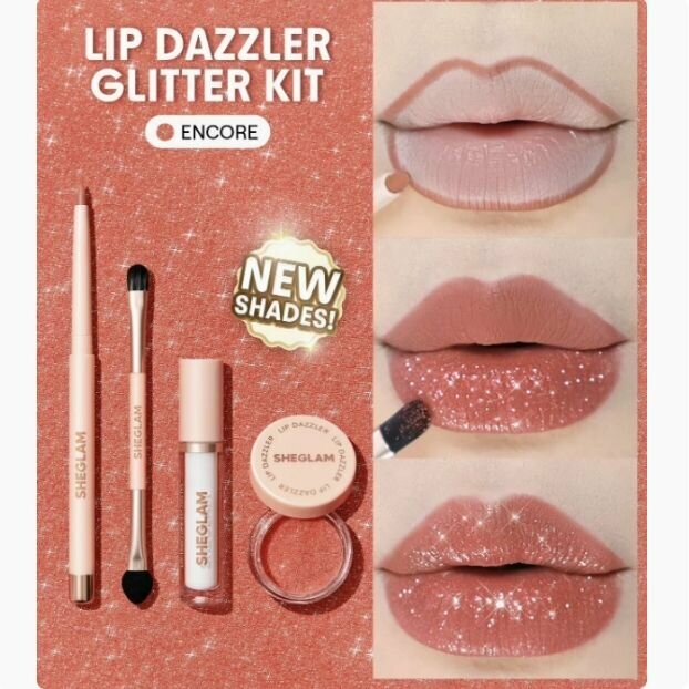 SHEGLAM Набор помад, глиттер/блеск/лайнер для губ