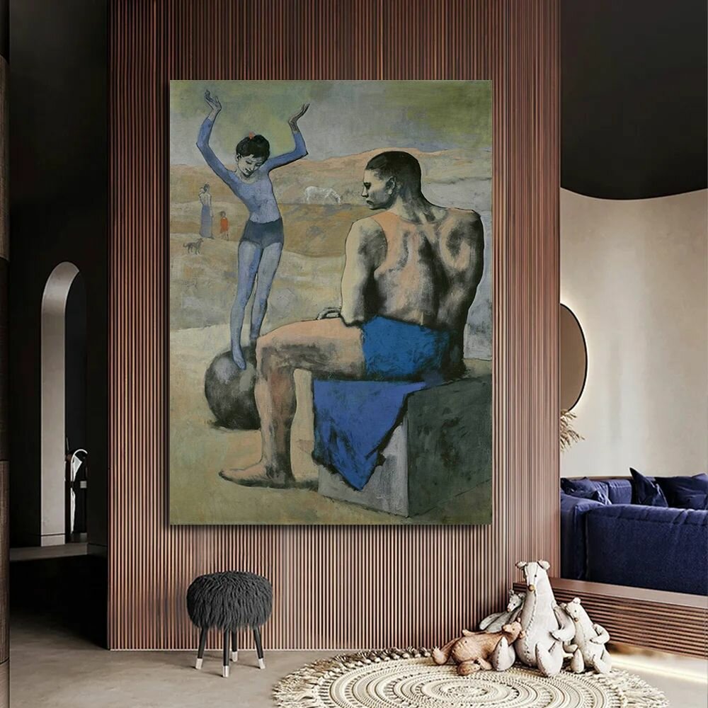 Репродукция картины на холсте, Пабло Пикассо "Девочка на шаре", 30х40 см.