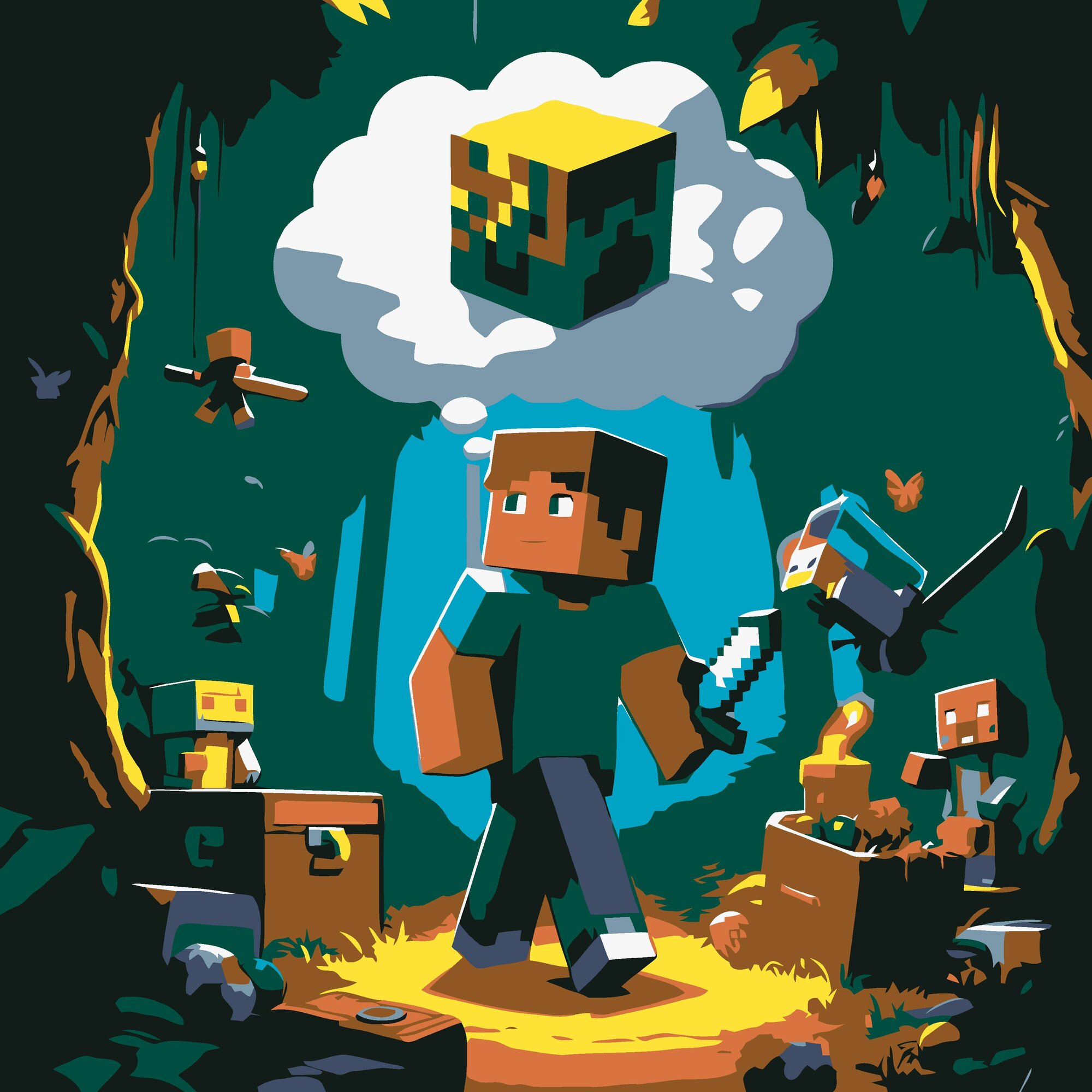 Детская картина по номерам E3316 "Майнкрафт - Minecraft" 30x30