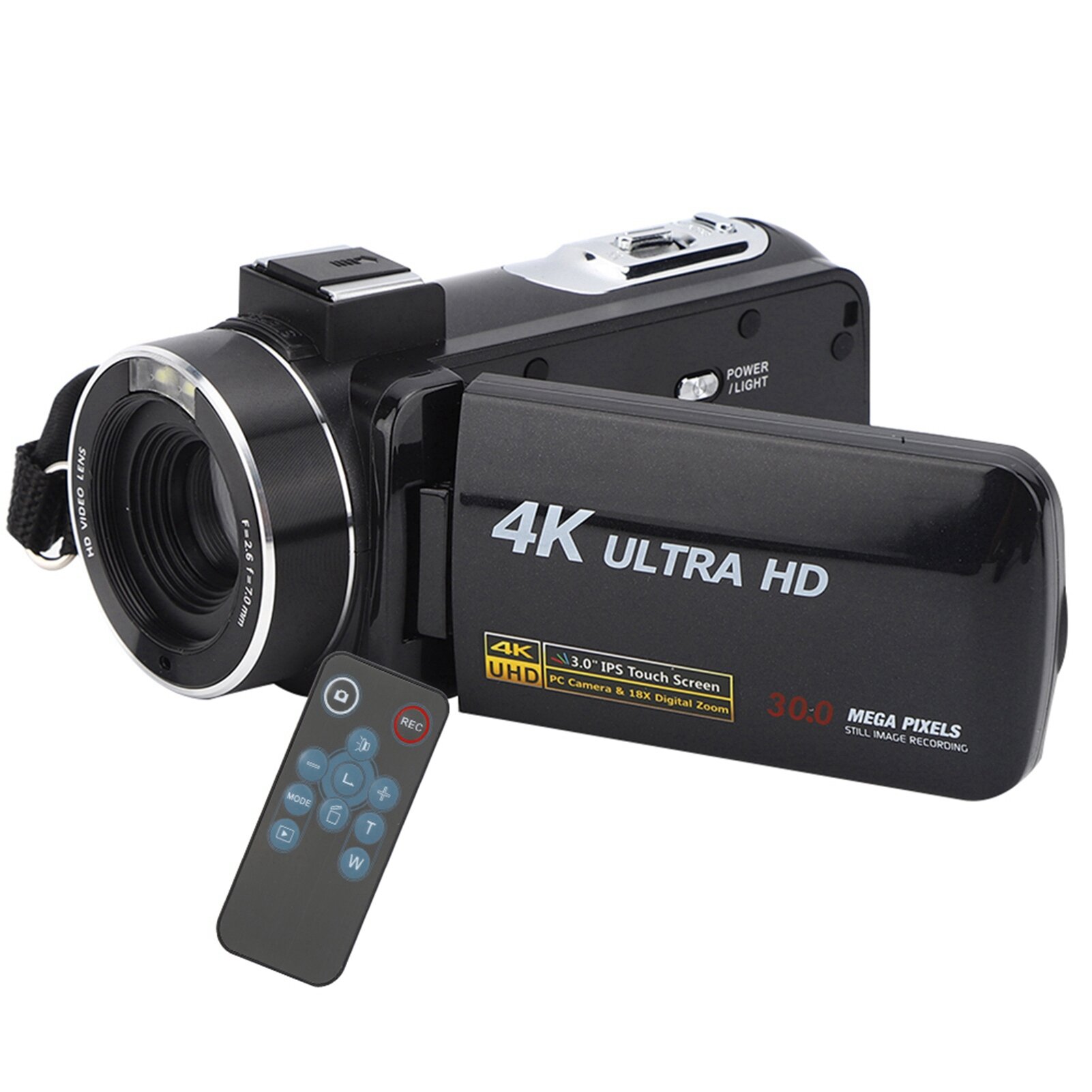 Цифровое видео высокого разрешения 4K с защитой от сотрясений, 18-кратный зум, 3-дюймовый сенсорный экран IPS