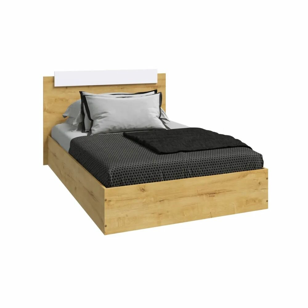 Кровать ЭКО 0,9 Дуб вотан/Белый гладкий