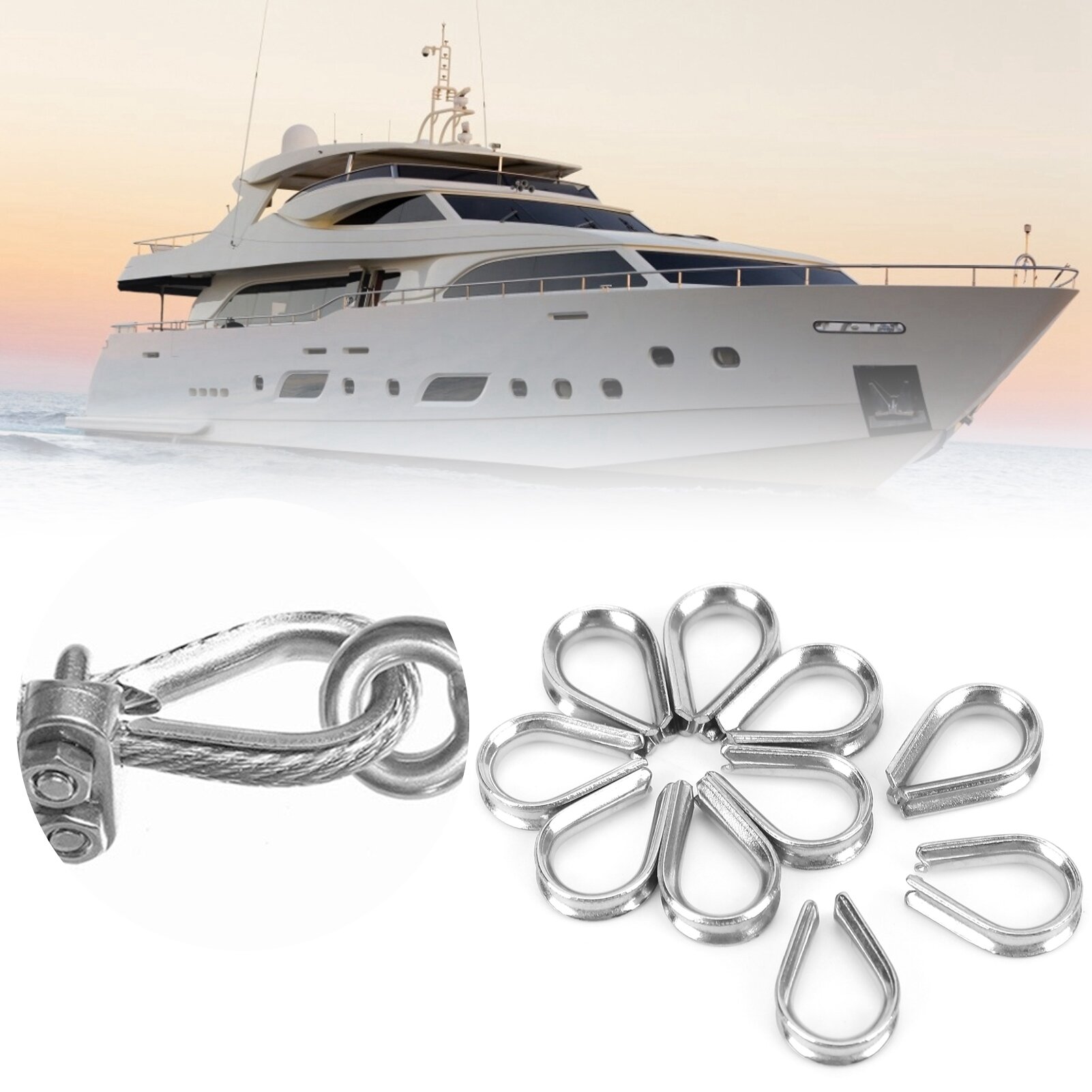 Зажимы для троса из нержавеющей стали 2 мм, металлические зажимы для наперстков с защитным кольцом для кабеля