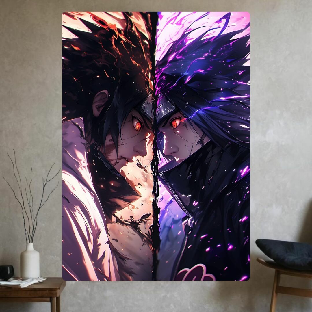Картина на металле (аниме-Наруто) Итачи и Саске,20*30см