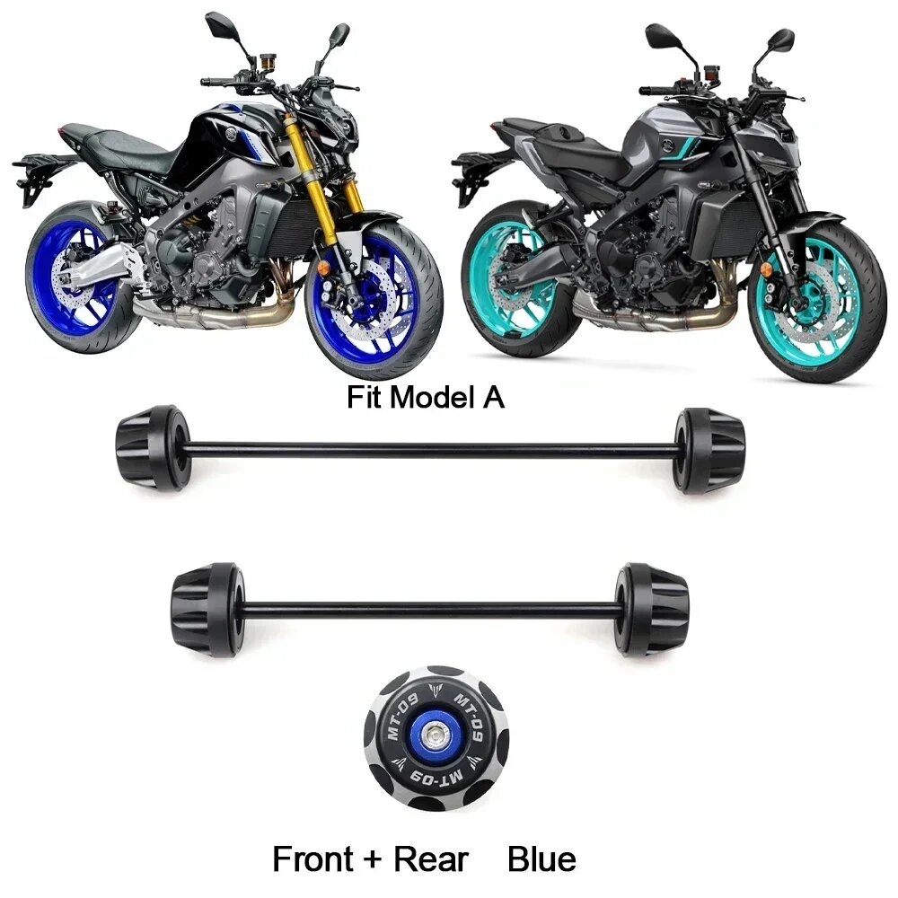 Задний передний мост, вилка, слайдер для YAMAHA MT07 FZ07 MT09SP 2014-2024 MT09 FZ09 SP, защита колеса мотоцикла MT FZ 07 09 2022 Синий, For A Model Blue