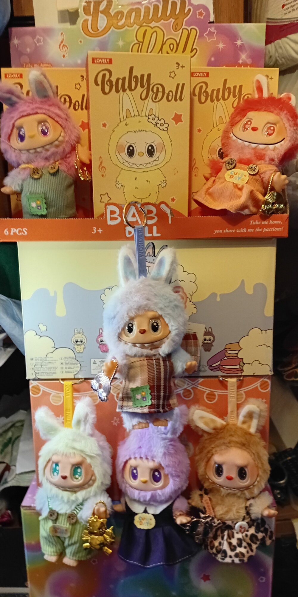 Комплект 6 шт. ( все разные )лабубу( 20см.) Случайная игрушка - сюрприз: Монстр LABUBU, THE MONSTERS - Big into Energy Series, 3-ое поколение. 88А.