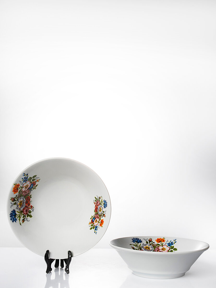 Набор фарфоровых салатников - 2 шт, ф. Идиллия "Букет цветов", 1150 мл, Добруш
