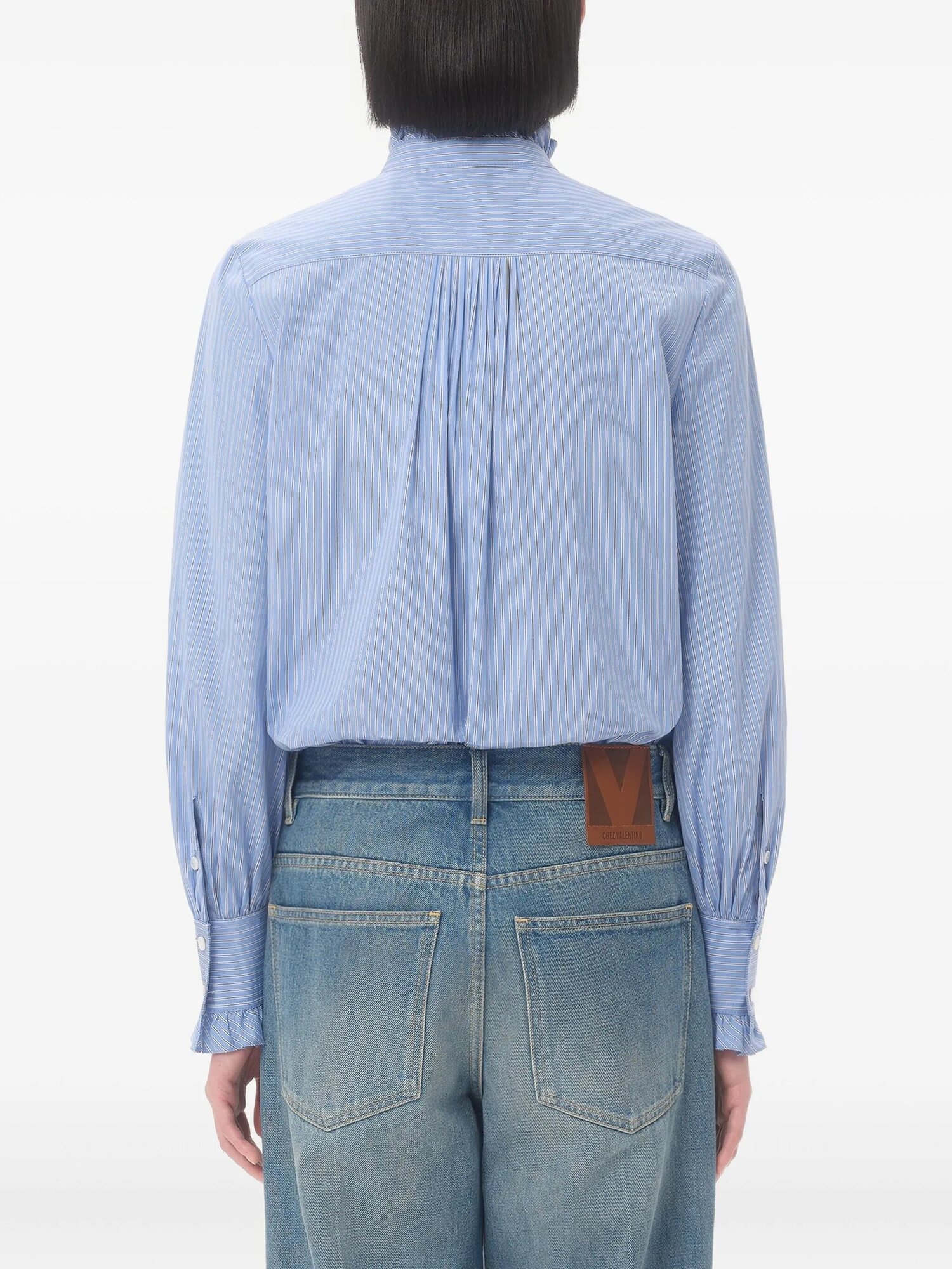 Рубашка Valentino Striped poplin shirt, размер 44, синий — фото 1