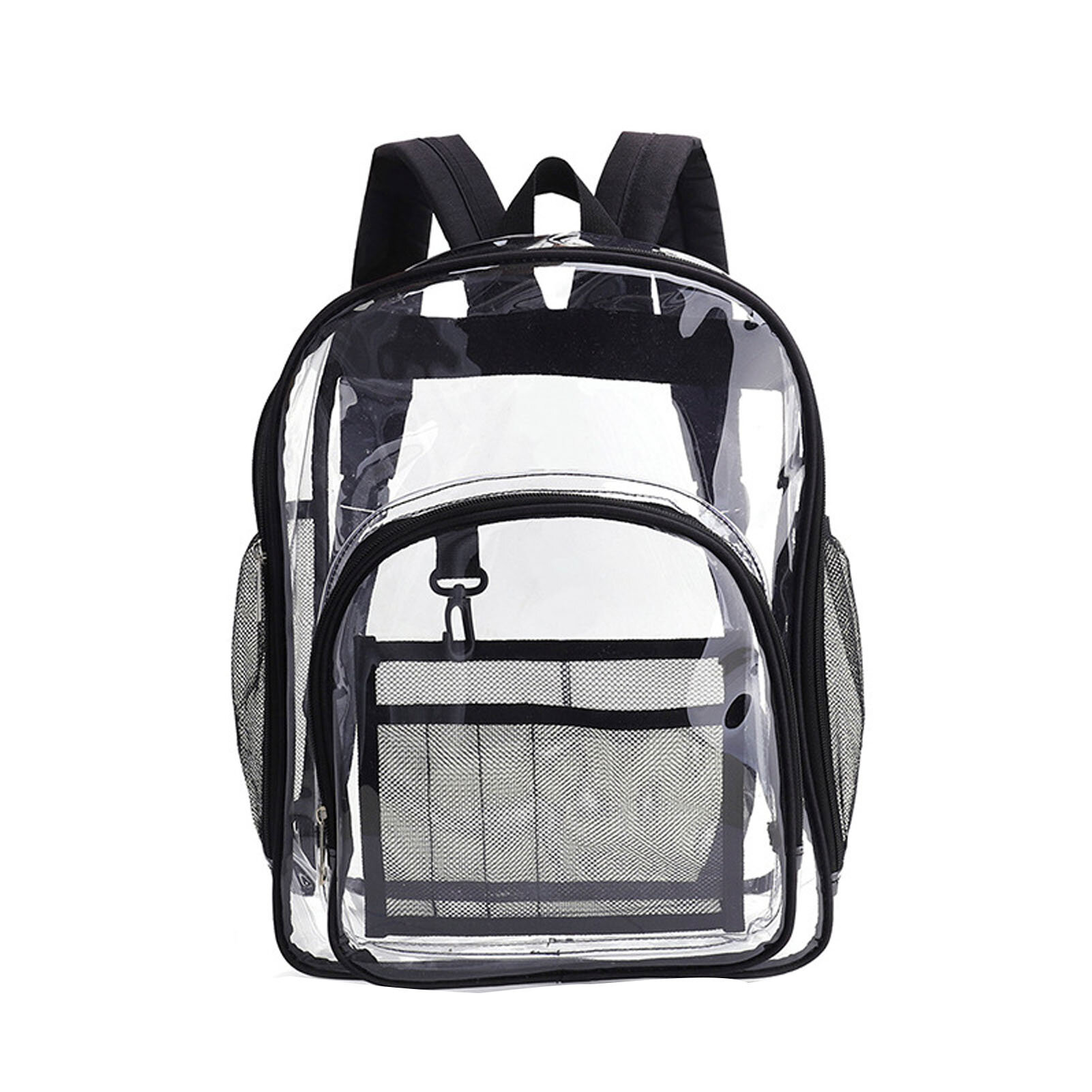 Laptop Backpack School Bags Black Transparent PVC Waterproof Large Capacity for College Student 36x28x12cm