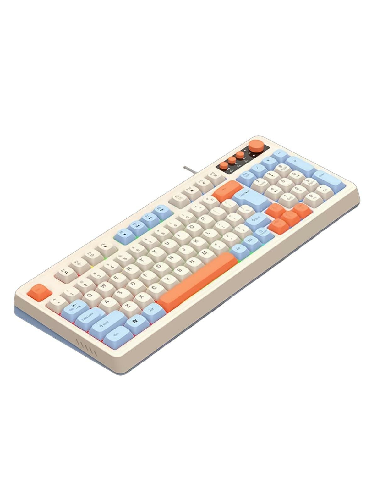 ARGB Backlits Gaming Keyboard 98Keys, Ergonomic USB Wire Keyboard USB Cable for PC Computer Wire Connection Keyboard