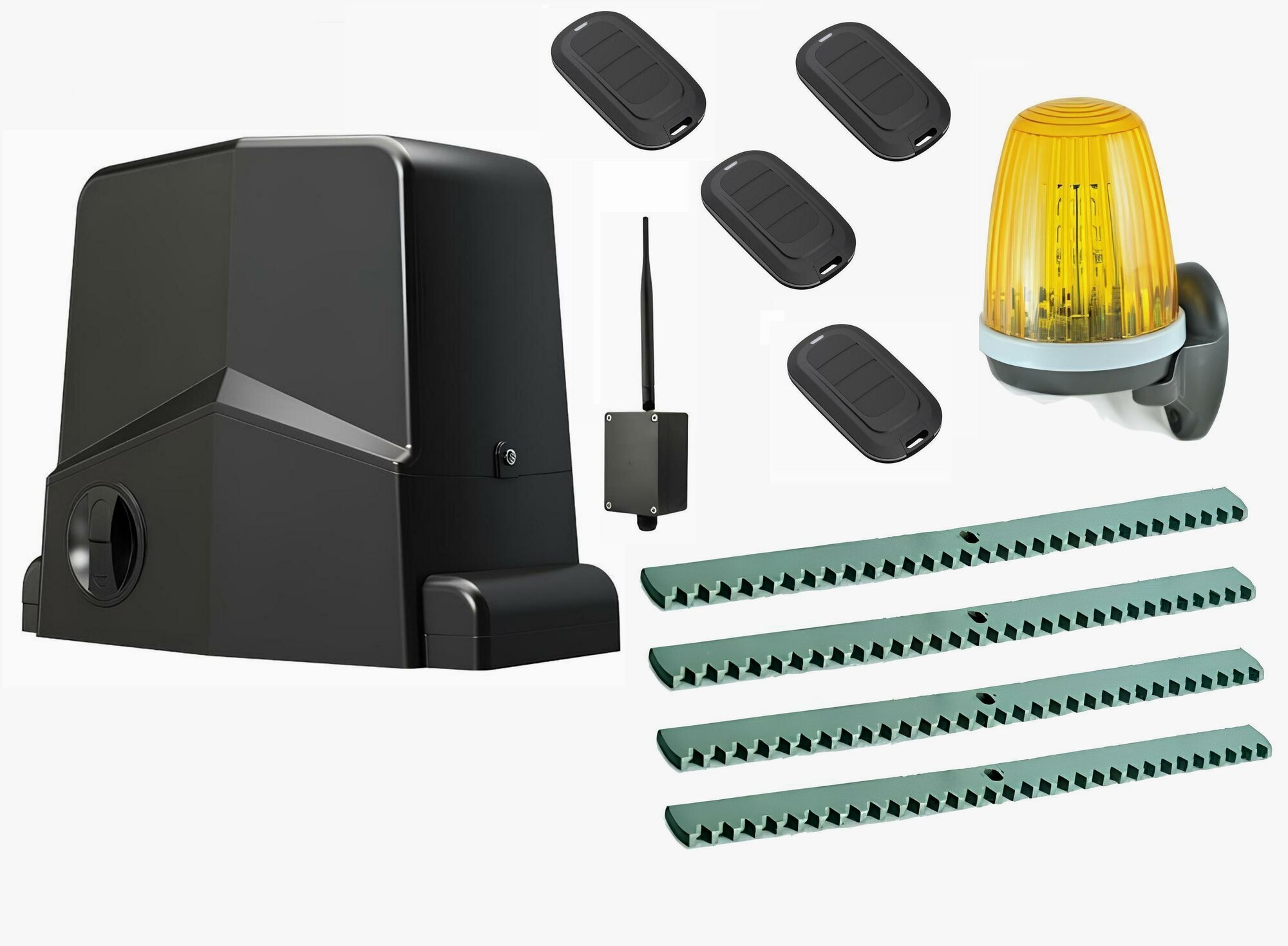 Автоматика для откатных ворот ARW-1000MKIT L4-BT-T4, комплект: привод, сигнальная лампа, 4 пульта, 4 рейки, Bluetooth-модуль