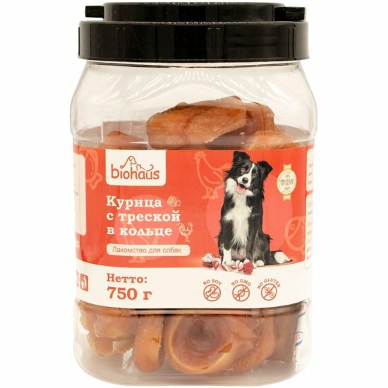 Лакомство для собак Biohaus Курица с треской в кольце, 750 г