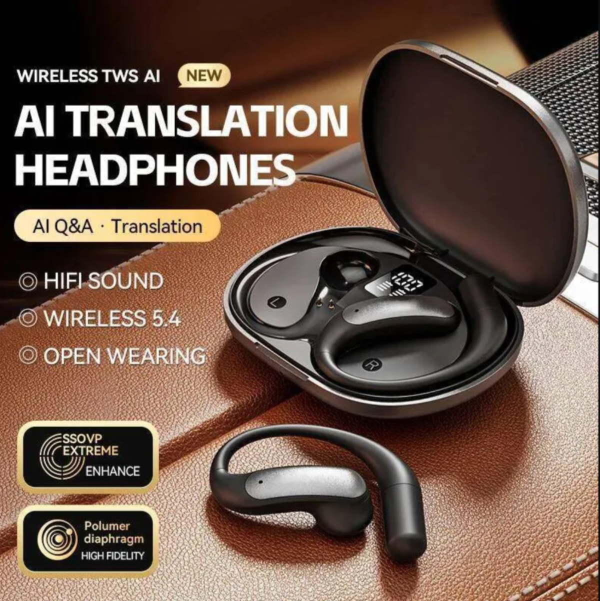 Беспроводные TWS-наушники True Wireless Earphones M127, Bluetooth 5.49, Hi-Fi звук, AI-переводчик, черные