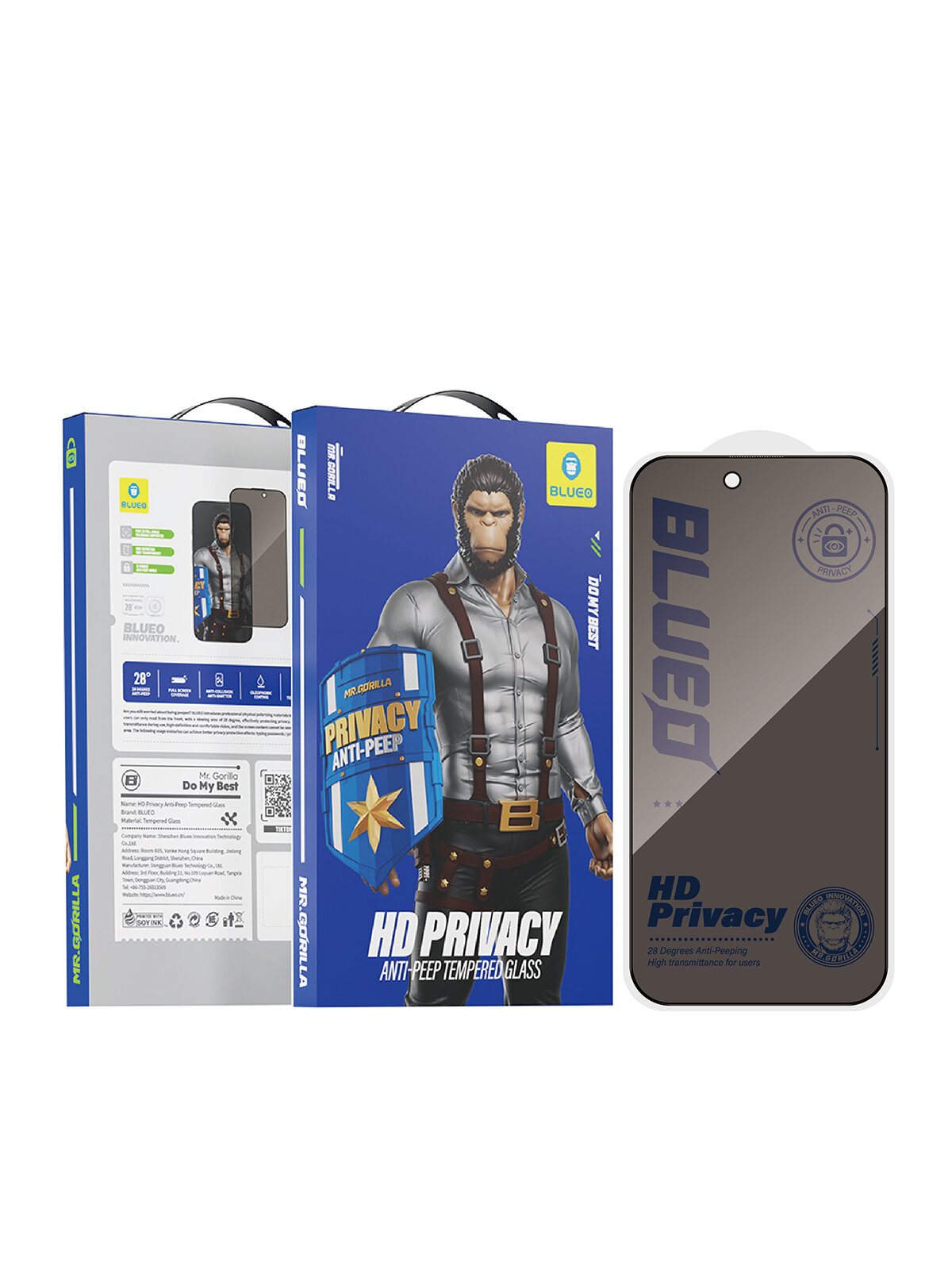 Защитное стекло BlueO на iPhone 17 Pro Max/16 Pro Max, Anti-Peep, антишпион