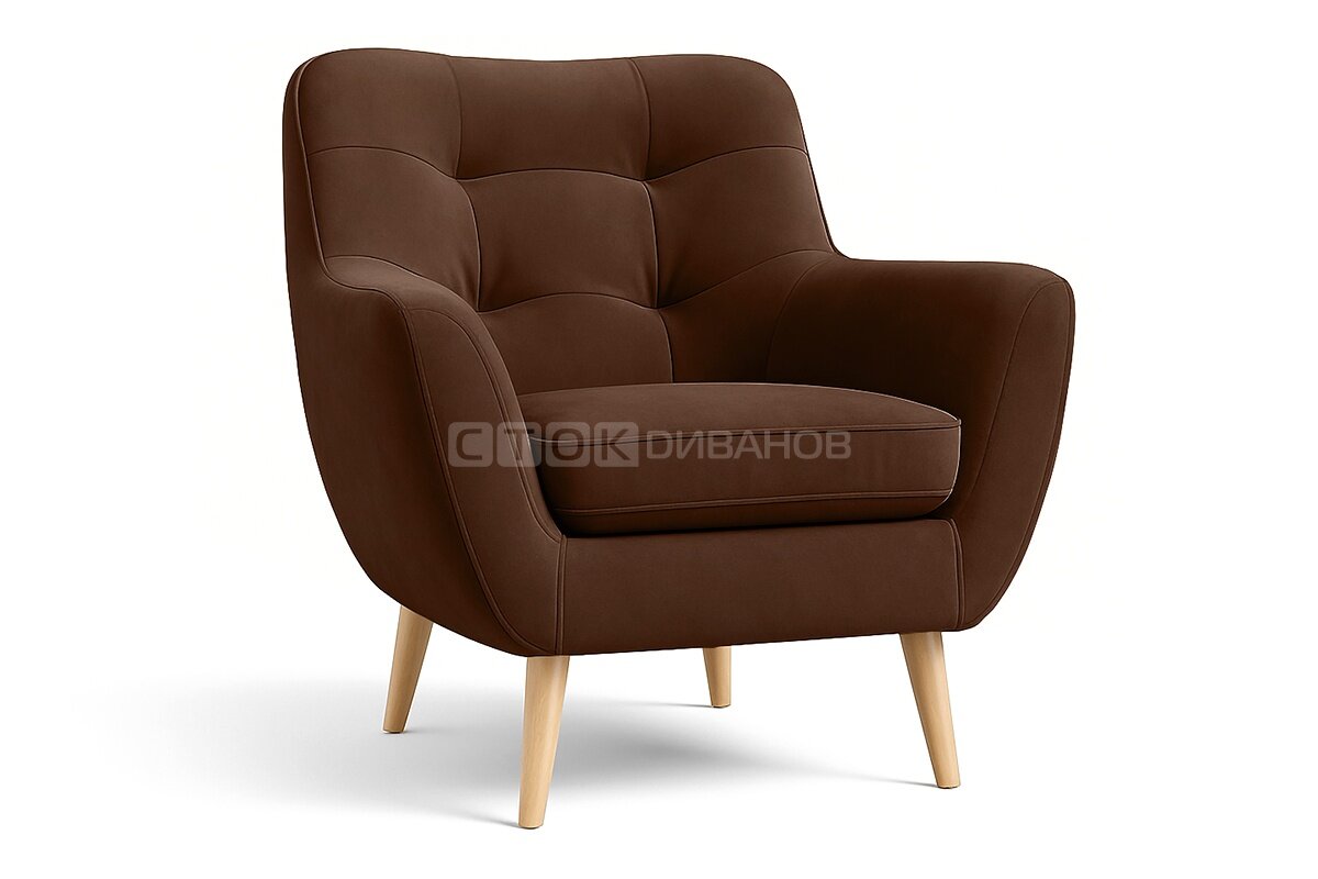 Кресло Сток Диванов Комфорт, шоколадный бархат антикоготь, нераскладное