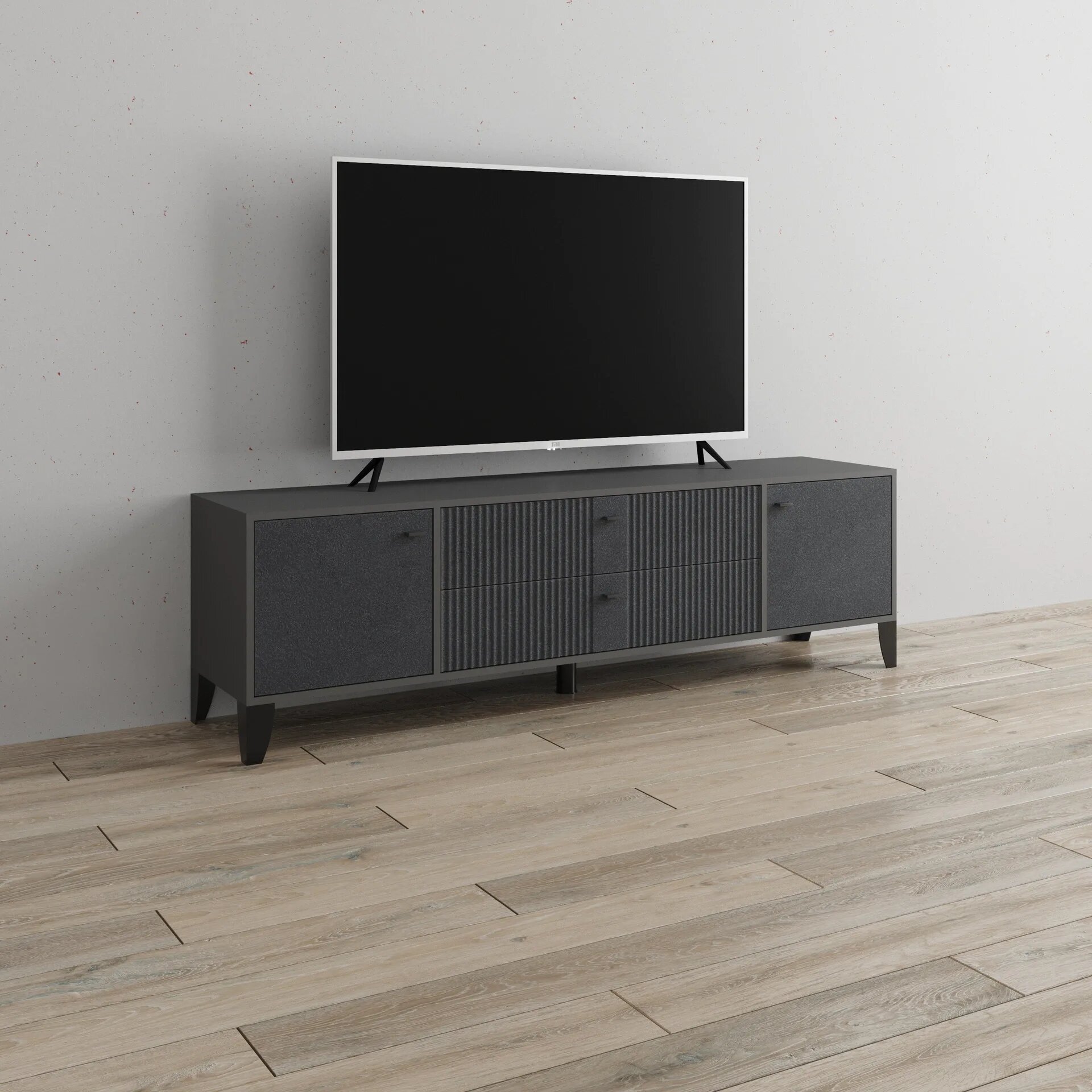 Тумба ТВ в гостиную «Парус-10», графит серый/гранит лофт (1800х400х530)